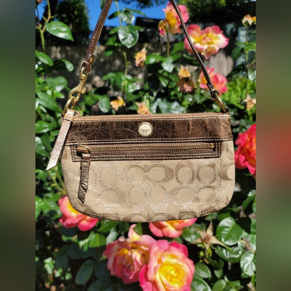 Coach | Bags | Coach Metallic Bronze Khaki Mini Bag | Poshmark